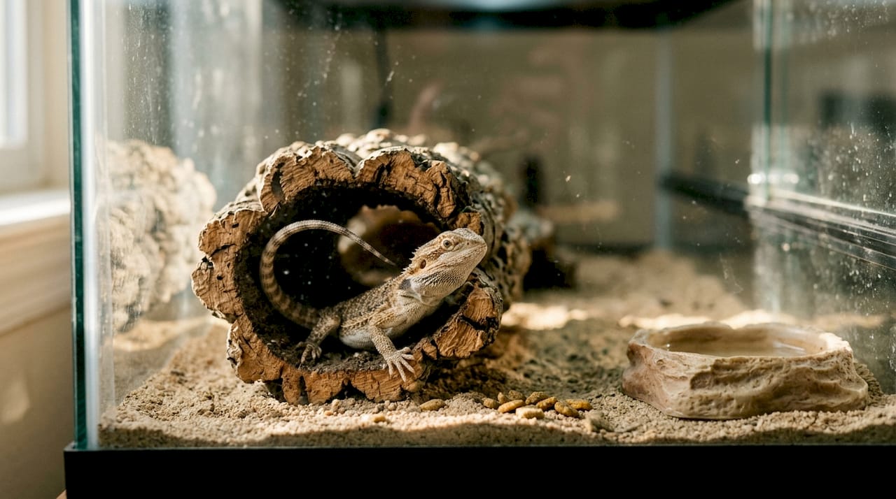 What is a hide in reptile enclosures: bearded dragons